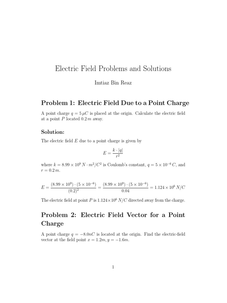 Electric Fields Problems | PDF | Electric Field | Torque