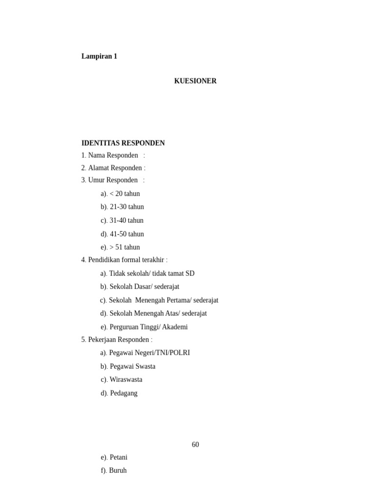 Kuisioner Diare | PDF