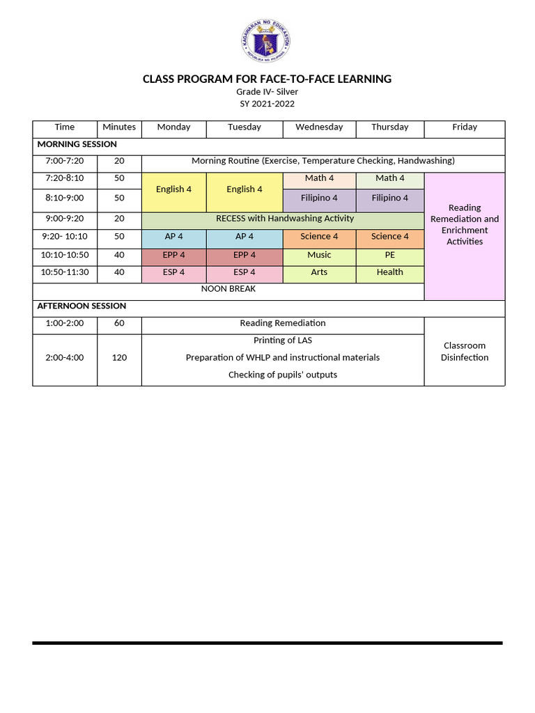 f2f Class Program Revised | PDF