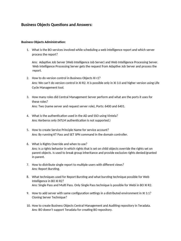 Business Objects Admin Q&A Guide | PDF | Computing | Software