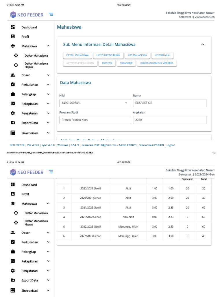 Data Mahasiswa NEO Feeder 2023 | PDF