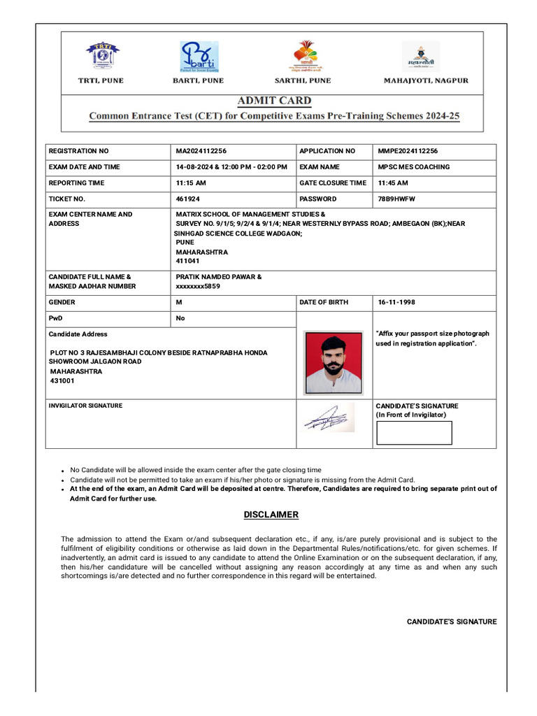 Mes Mahajyoti | PDF | Identity Document