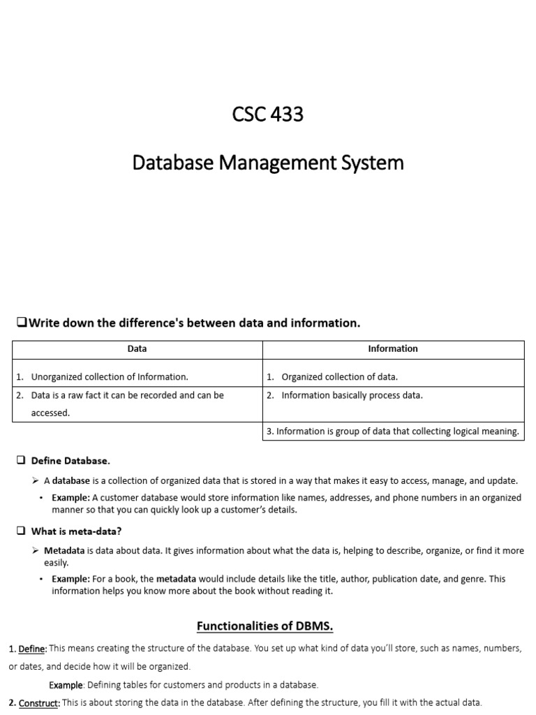 CSC-433 | PDF | Databases | Data Model
