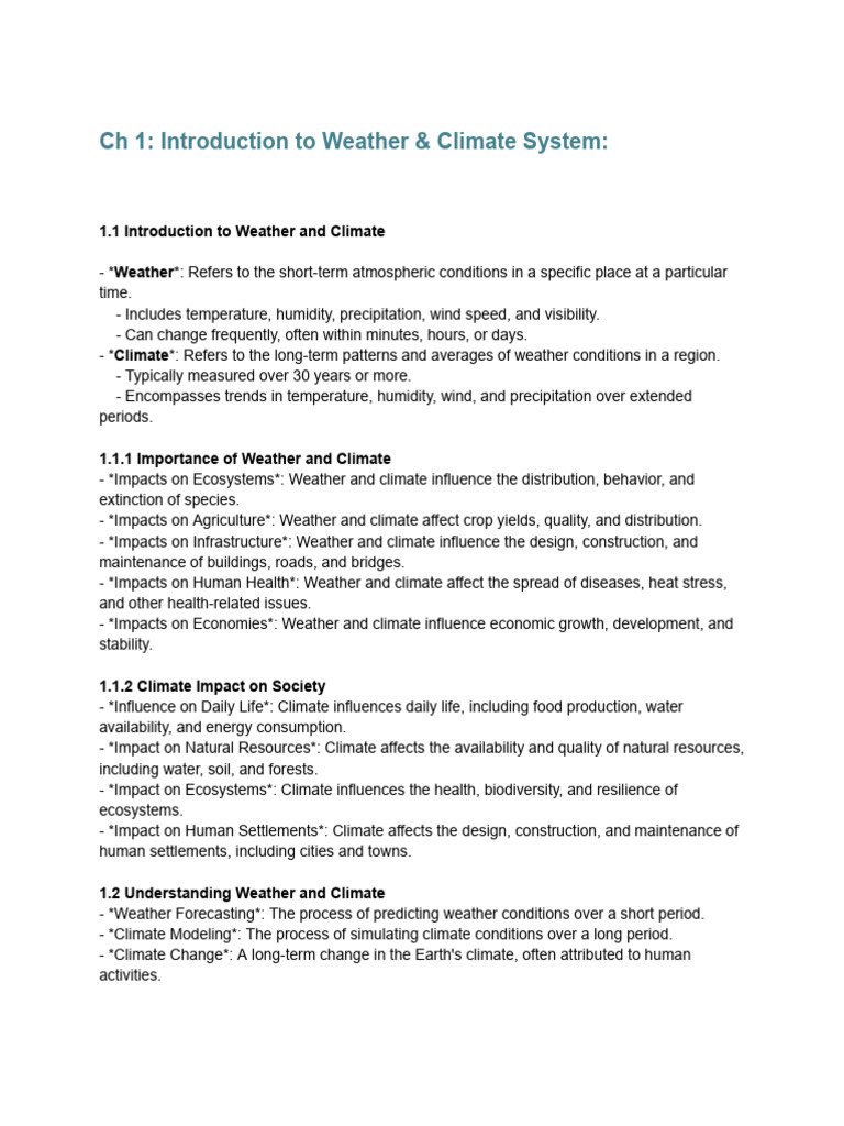 CH 1 - Introduction To Weather & Climate System | PDF | Atmosphere Of ...
