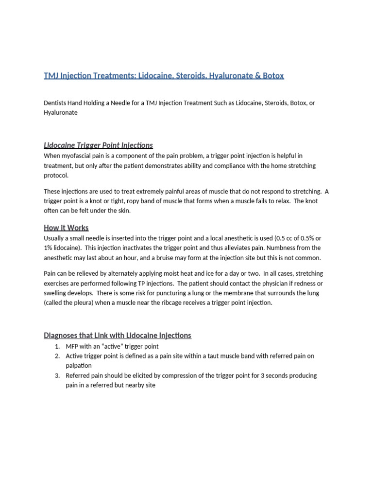 TMJ Injection T-WPS Office | PDF | Myofascial Trigger Point | Injection ...