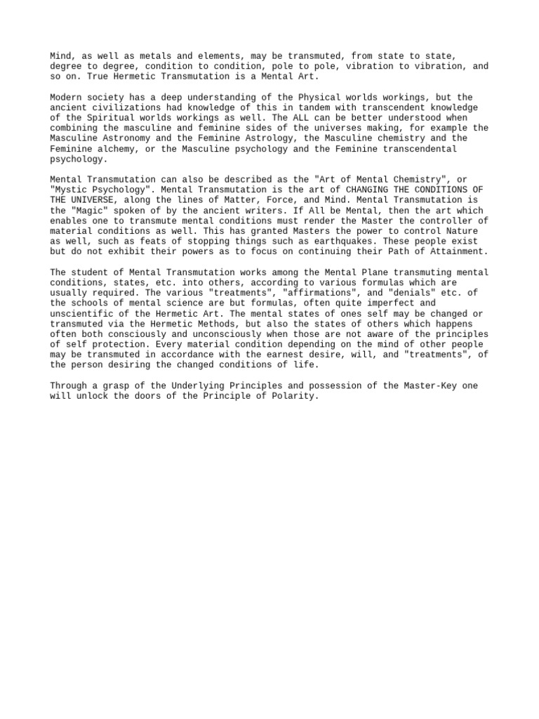 Chapter 3 Notes, Mental Transmutation | PDF
