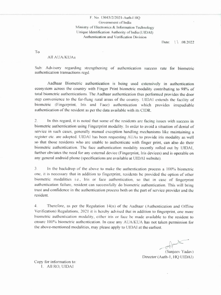Aii Auakuas: & Authority of India (UIDAI) | PDF | Biometrics ...