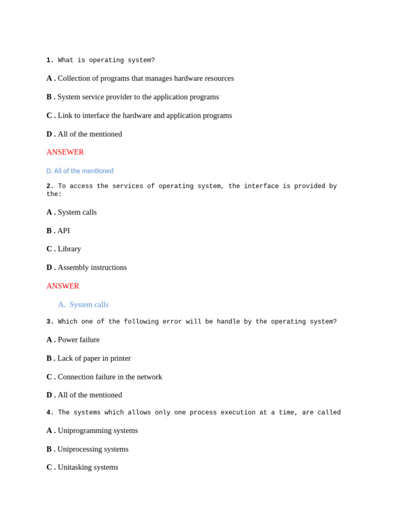 UNIT 1 OS | PDF | Operating System | Process (Computing)