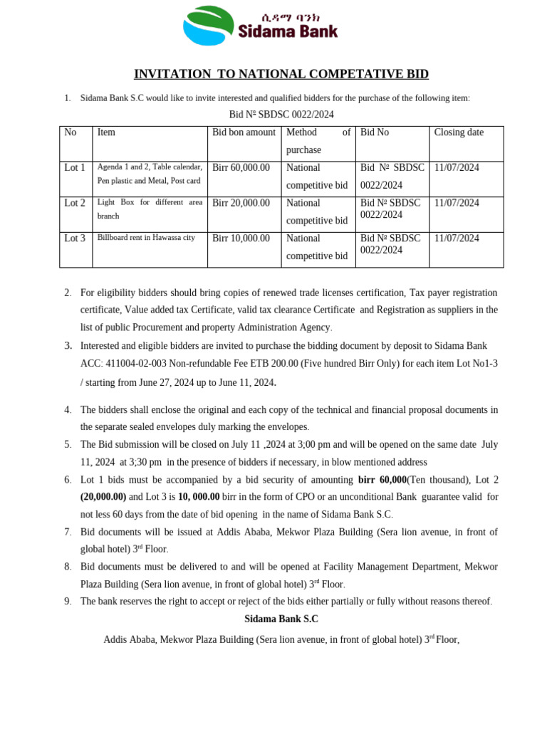 All Bid SDB 002224 | PDF