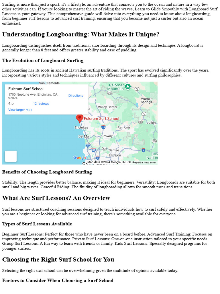 Learn To Glide Smoothly With Longboard Surf Lessons. 225810 | PDF ...