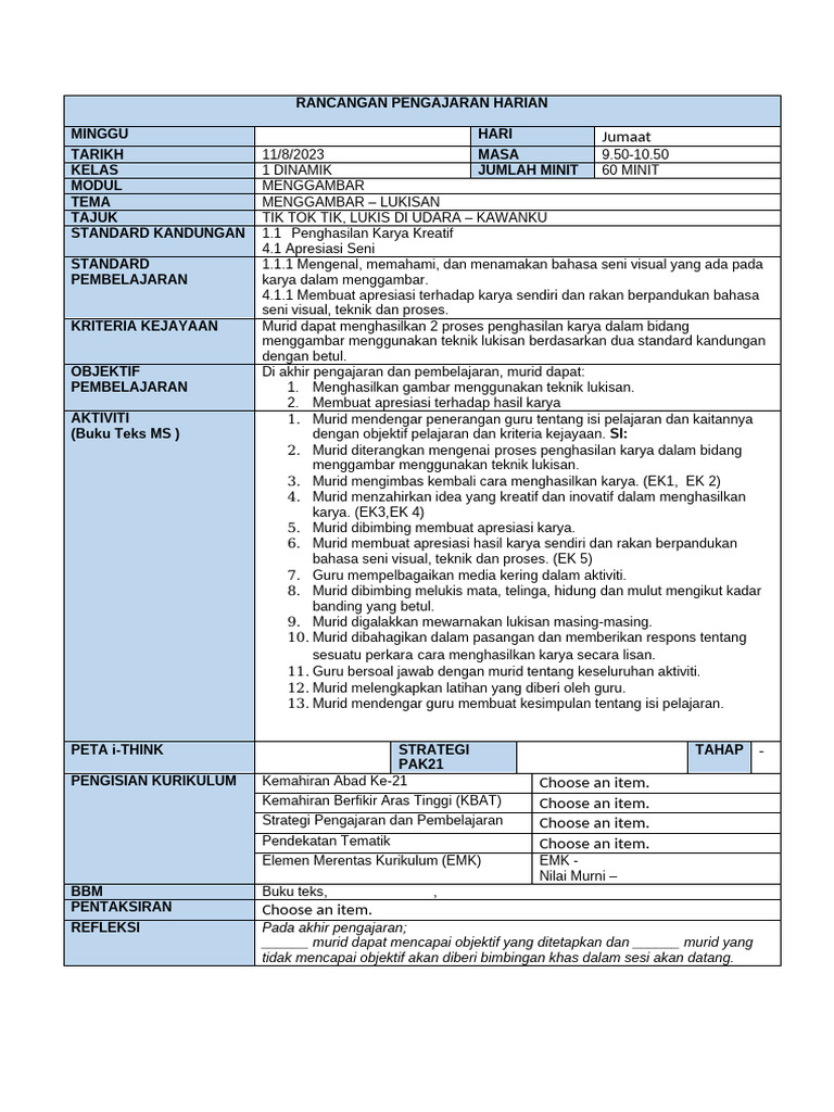 11. Tik Tok Tik, Lukis Di Udara Kawanku | PDF