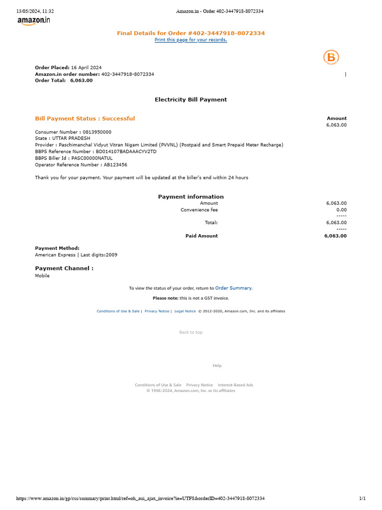 Successful Electricity Bill Payment Confirmation | PDF | Payments ...