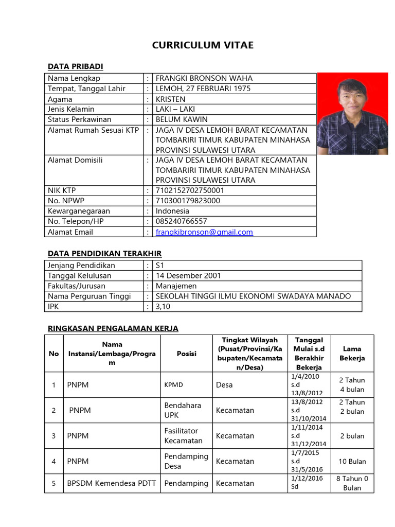 Frangki b. Waha Cv Tpp 2024 | PDF