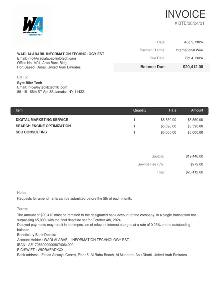 Invoice BTE_08_24_01 | PDF