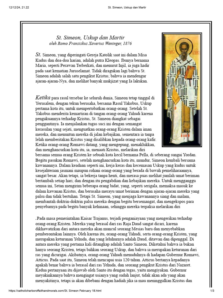 St. Simeon, Uskup Dan Martir | PDF