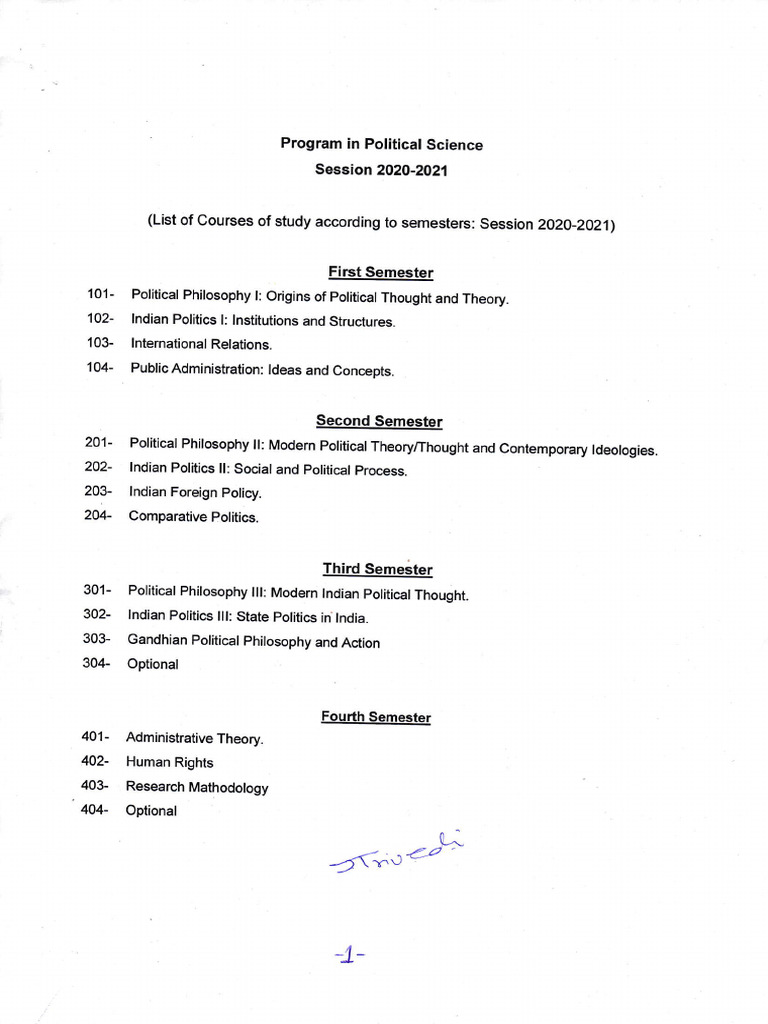 M.A. Political Science Course Overview | PDF | Political Philosophy ...