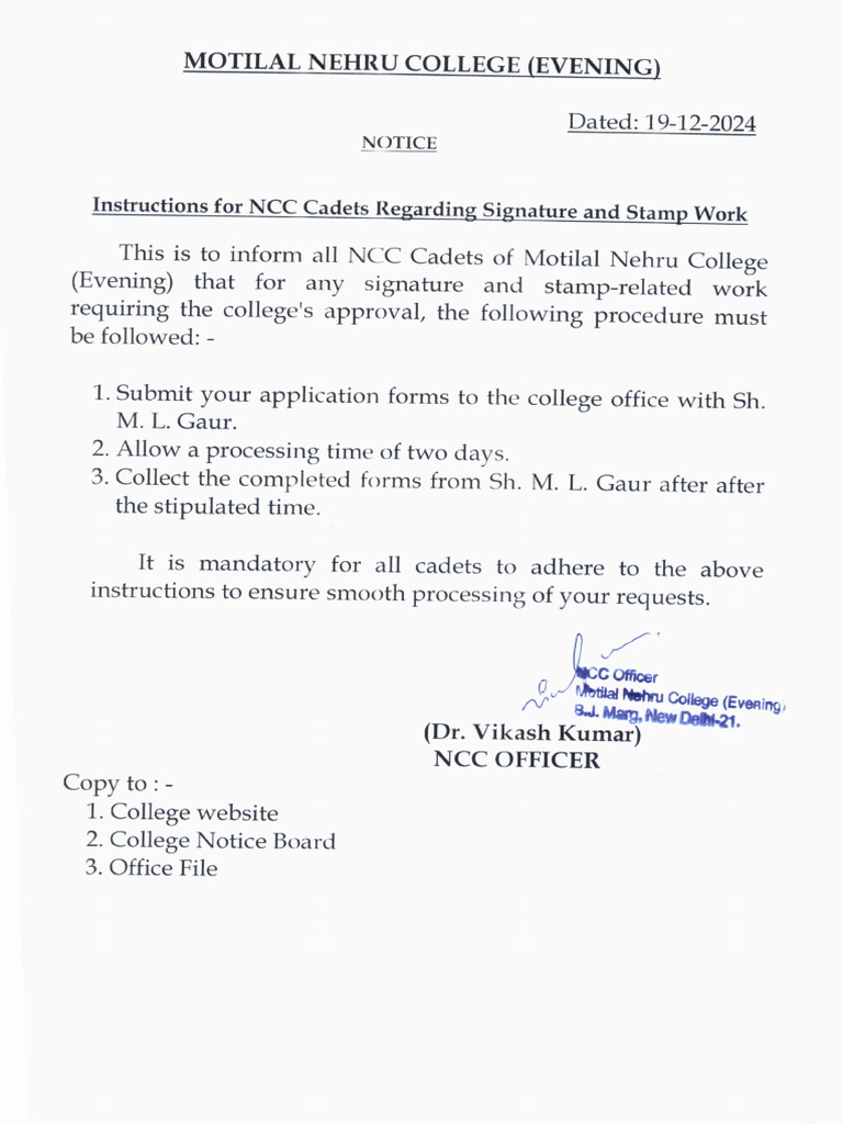 Notice NCC | PDF
