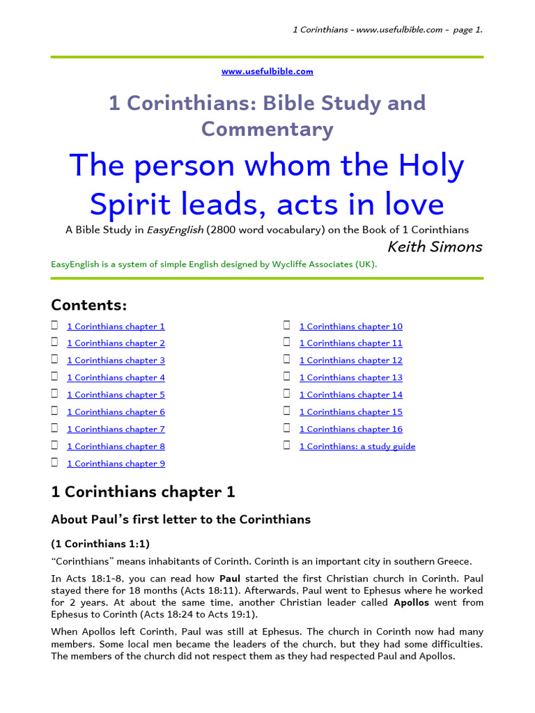 1 Corinthians Bible Study Guide | PDF | First Epistle To The ...