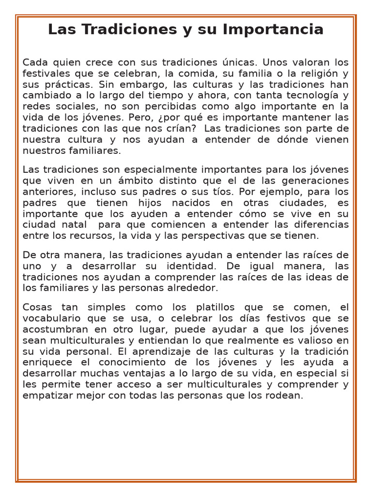 Las Tradiciones y Su Importancia | PDF