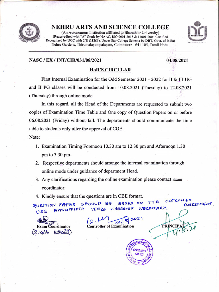 Circular 2021 22 | PDF | Tests | Evaluation