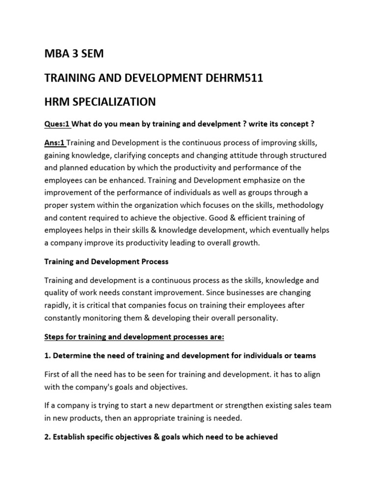TRAINING AND DEVELOPMENT MBA3 (1) | PDF | Software Testing | Knowledge ...