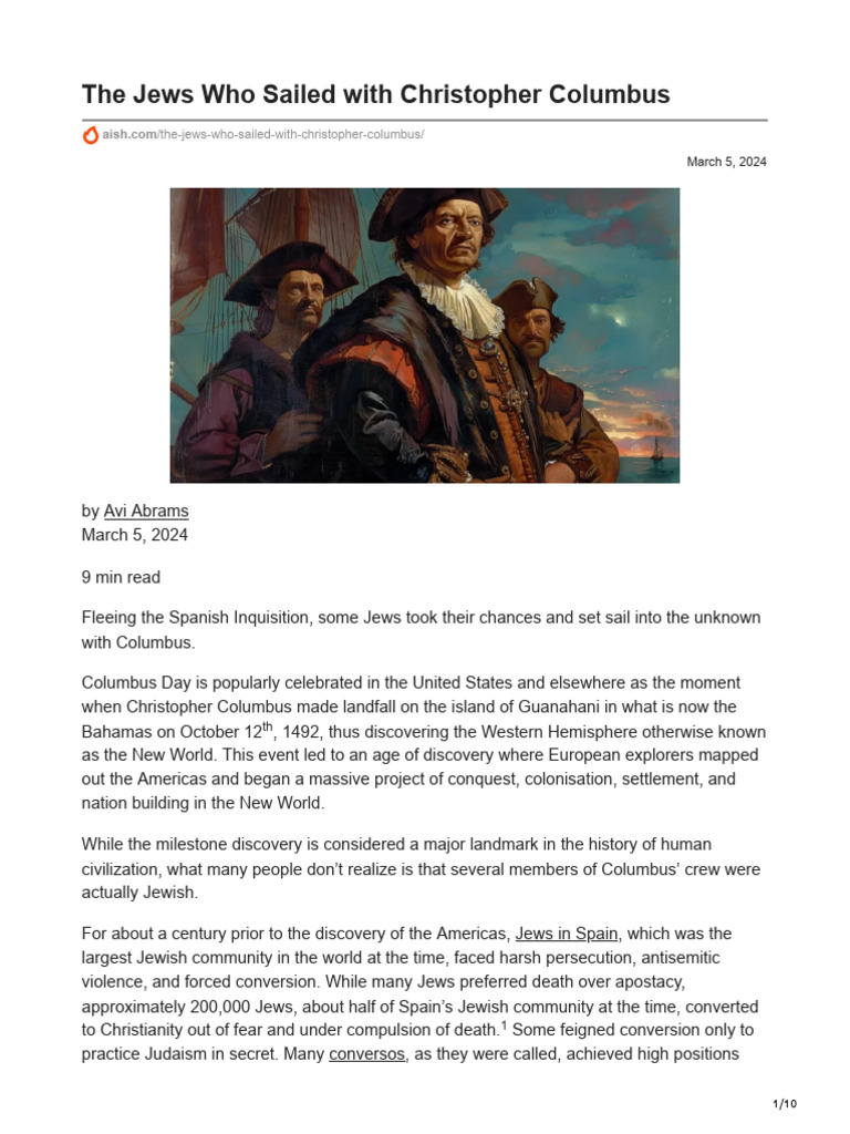 The Jews Who Sailed With Christopher Columbus | PDF | Christopher Columbus | Spanish Empire