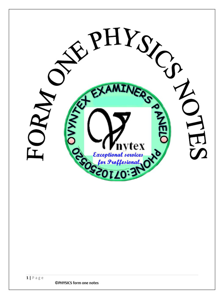 Form 1 Physics Notes Pdf Pressure Force 2164