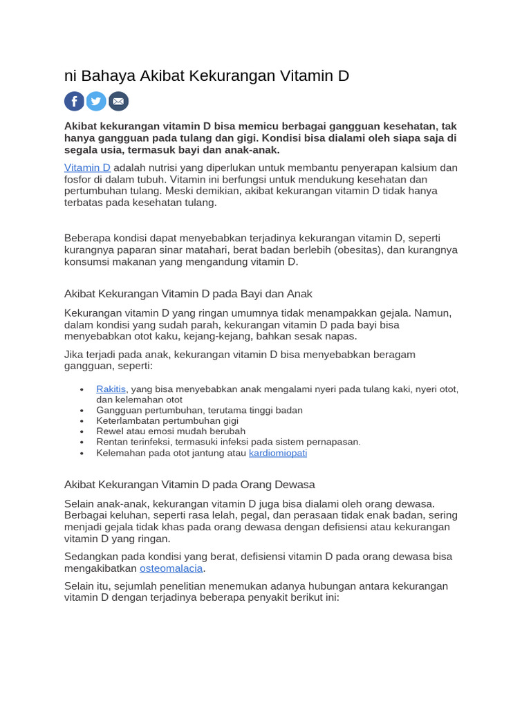 bahaya KEKURANGAN VITAMIN D | PDF