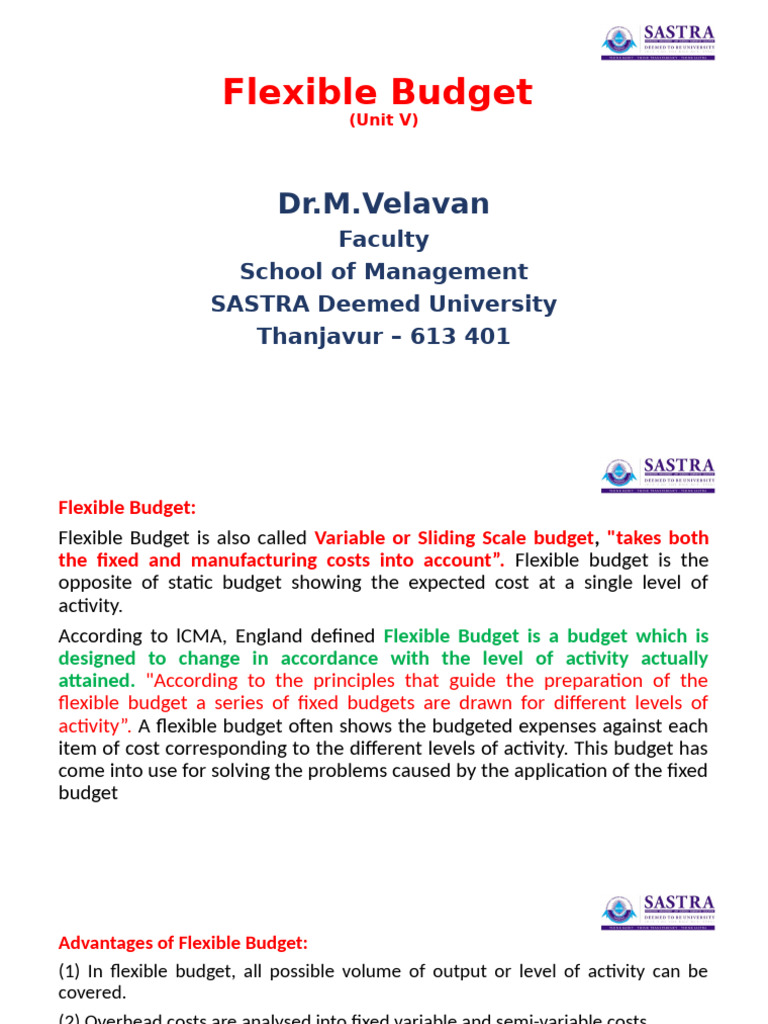 Unit V - Flexible Budget | PDF | Budget | Business