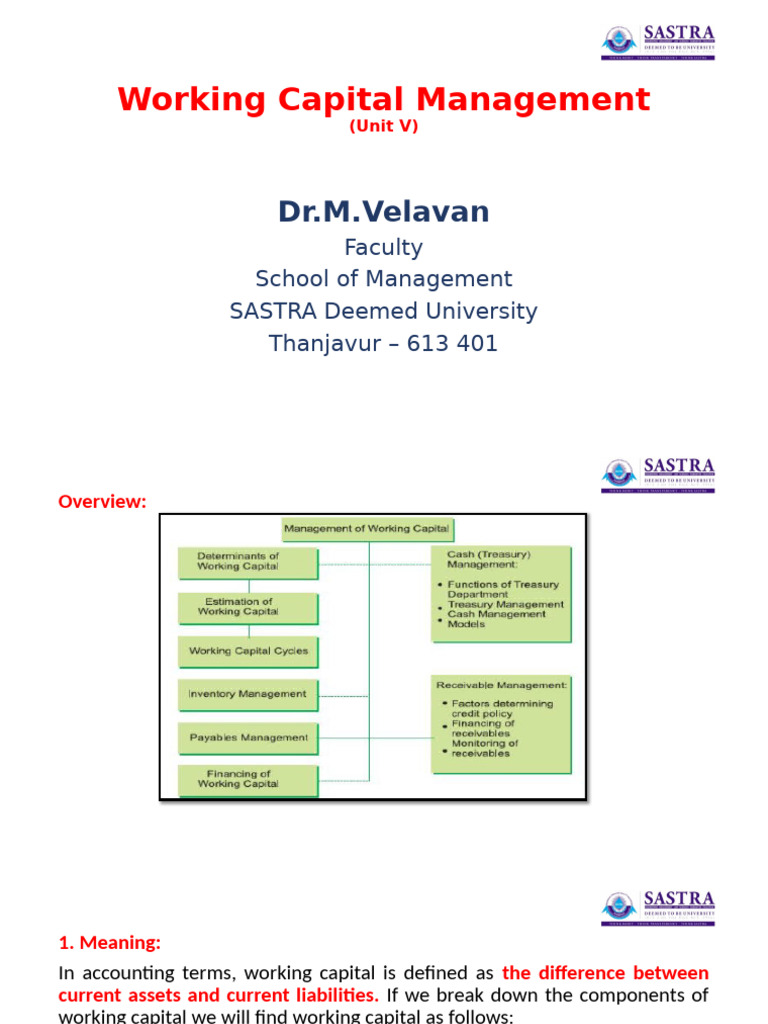 Unit V - Working Capital Management | PDF | Working Capital | Credit