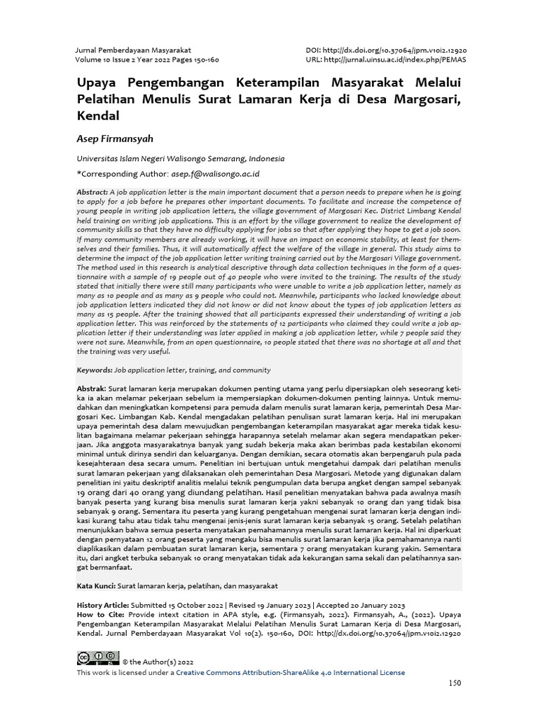 Pelatihan Menulis Surat Lamaran Kerja Sebagai Upay | PDF