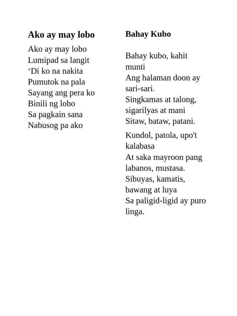 8 Filipino Folk Songs | PDF