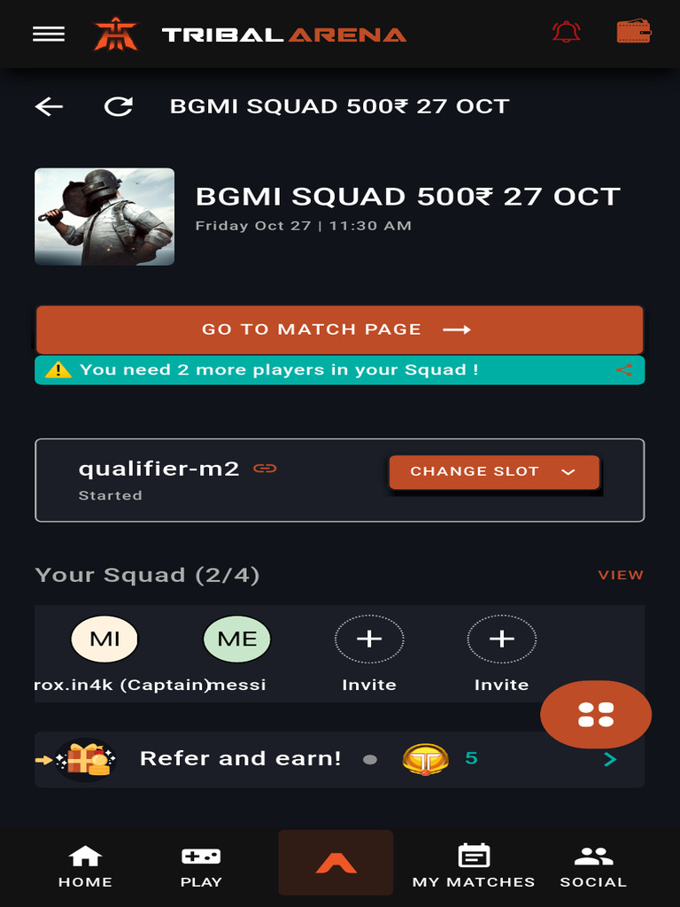 BGMI Squad Match on Oct 27, 500₹ | PDF