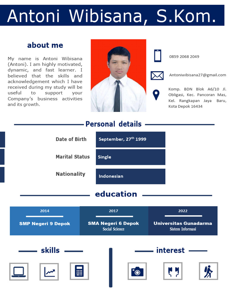 CV Antoni Wibisana | PDF