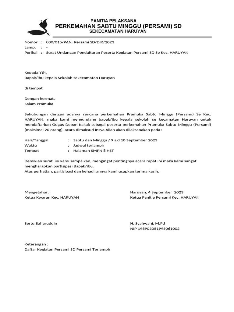 Undangan Pendaftaran Persami | PDF