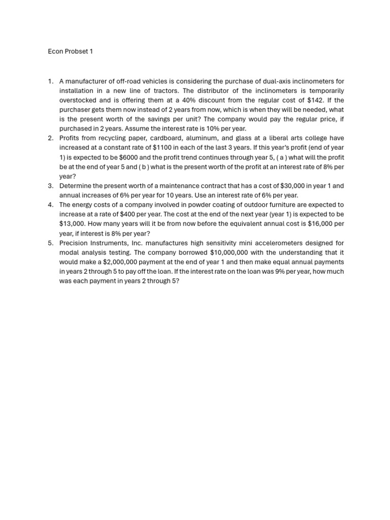 Econ Probset 1 | PDF