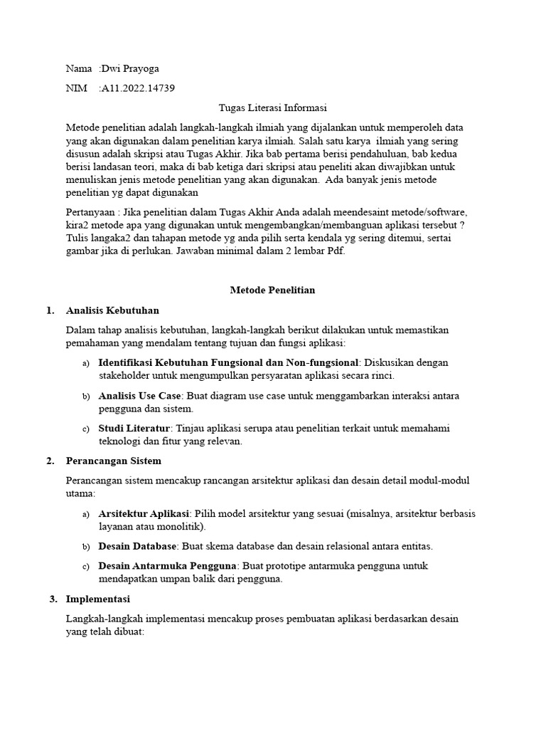 Implementasi Metode Penelitian Dwi Prayoga | PDF