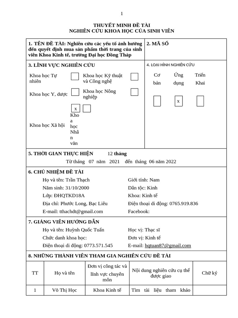 Thuyet Minh Nckh-sv- In Nop | PDF