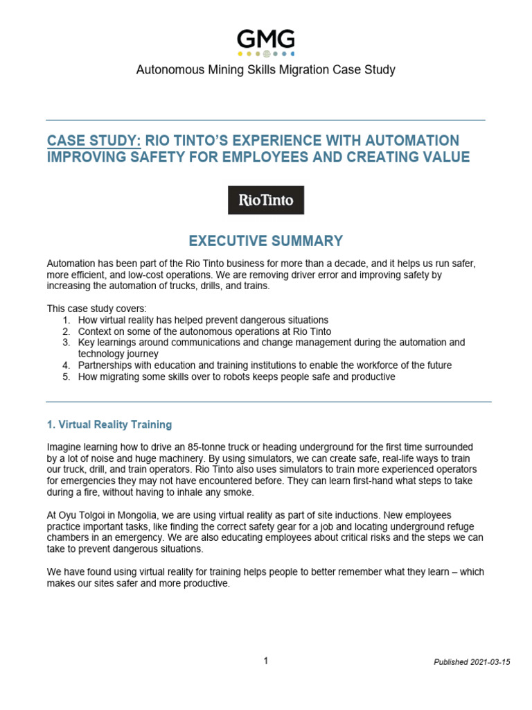Rio Tinto's Autonomous Mining Case Study | PDF | Automation | Mining