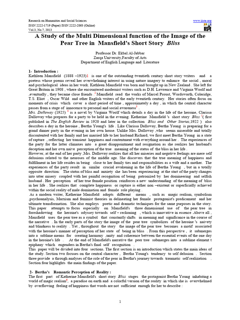 A Study of The Multi Dimensional Function of The Image of The Pear Tree ...