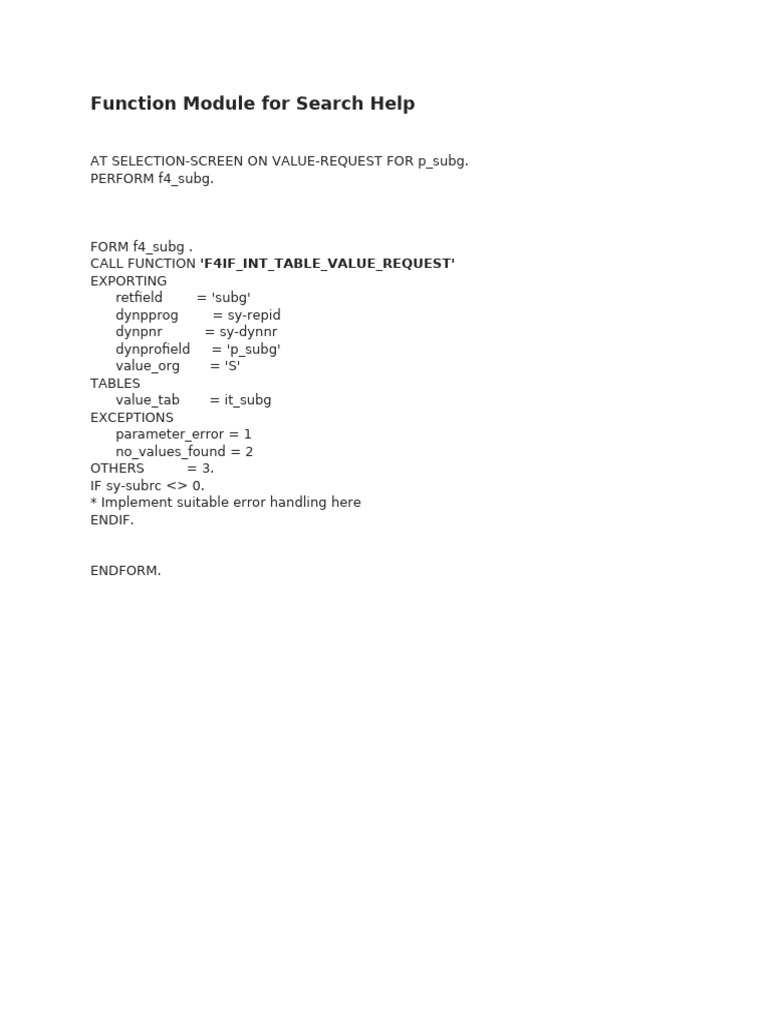 SAP ABAP Search Help Function Module | PDF
