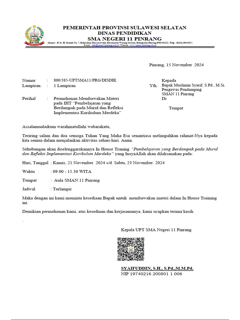 Undangan IHT Pemateri 1 | PDF