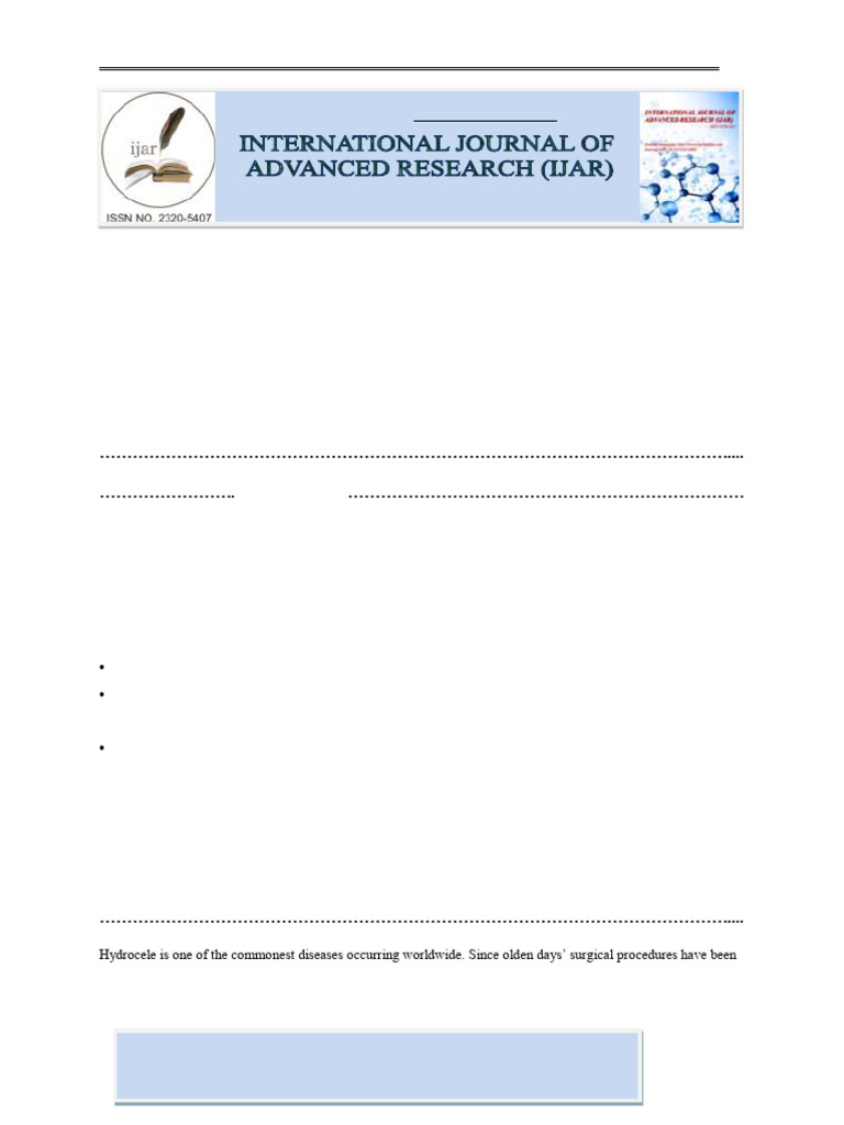 MINIMAL INCISION AND PULL THROUGH HYDROCELECTOMY- A NEWER SURGICAL ...