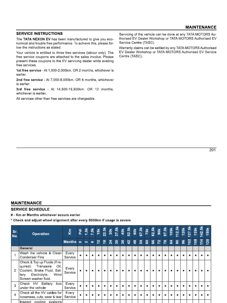 Maintenance Interval - Tata Motors | PDF