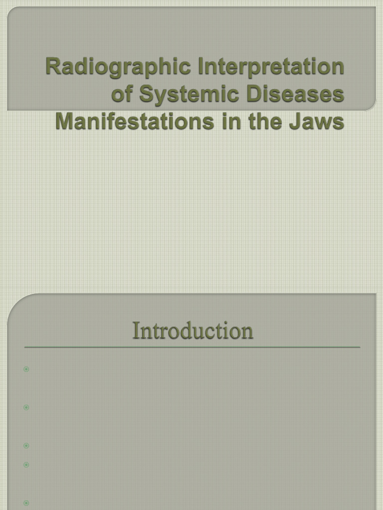 Radiographic Interpretation of Systemic Diseases Manifestations 2 | PDF ...