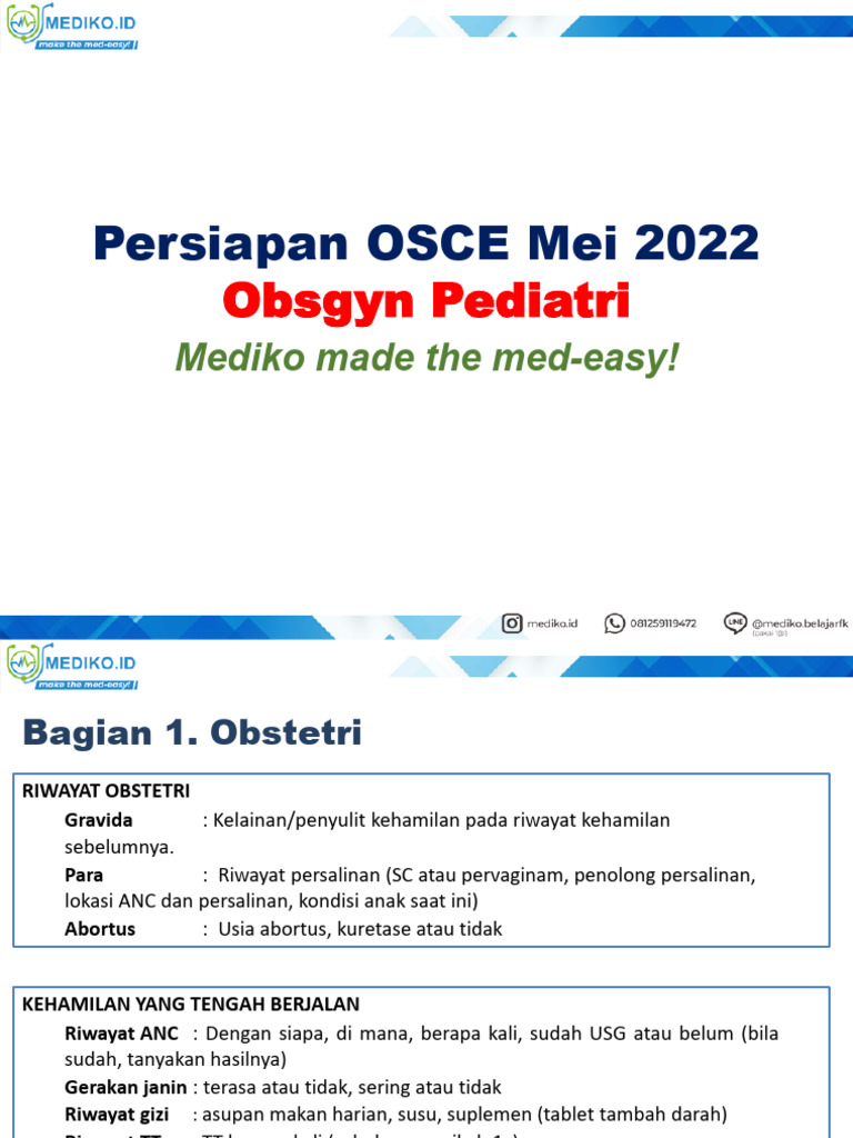 Panduan Lengkap Persiapan OSCE Obsgyn dan Pediatri | PDF