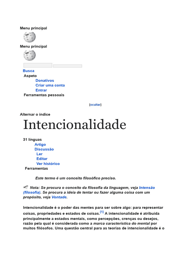 Intencionalidade: Conceitos e Teorias Filosóficas | PDF | Pensamento ...