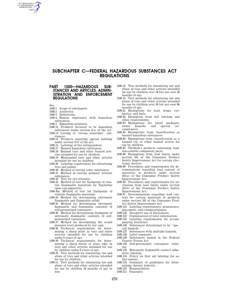 16 CFR 1500 Book | PDF | Toxicity | Allergy