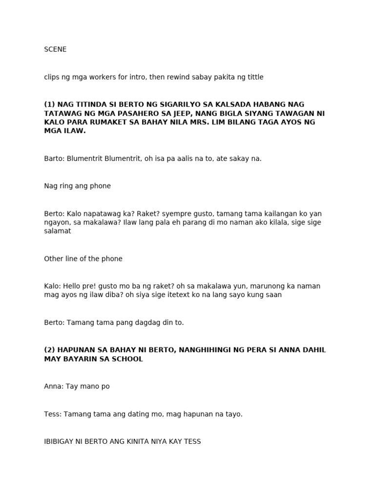 Whole Script and Scenes | PDF