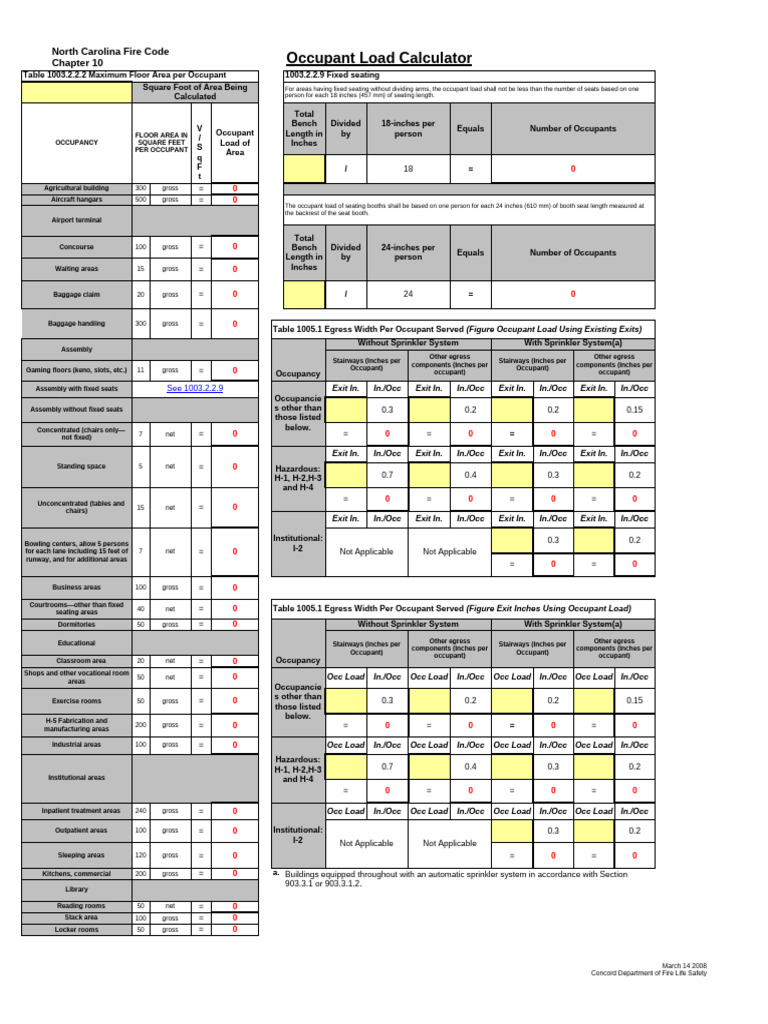 Occupant Load Calculator 281 29 | PDF | Inch | Fire Sprinkler System